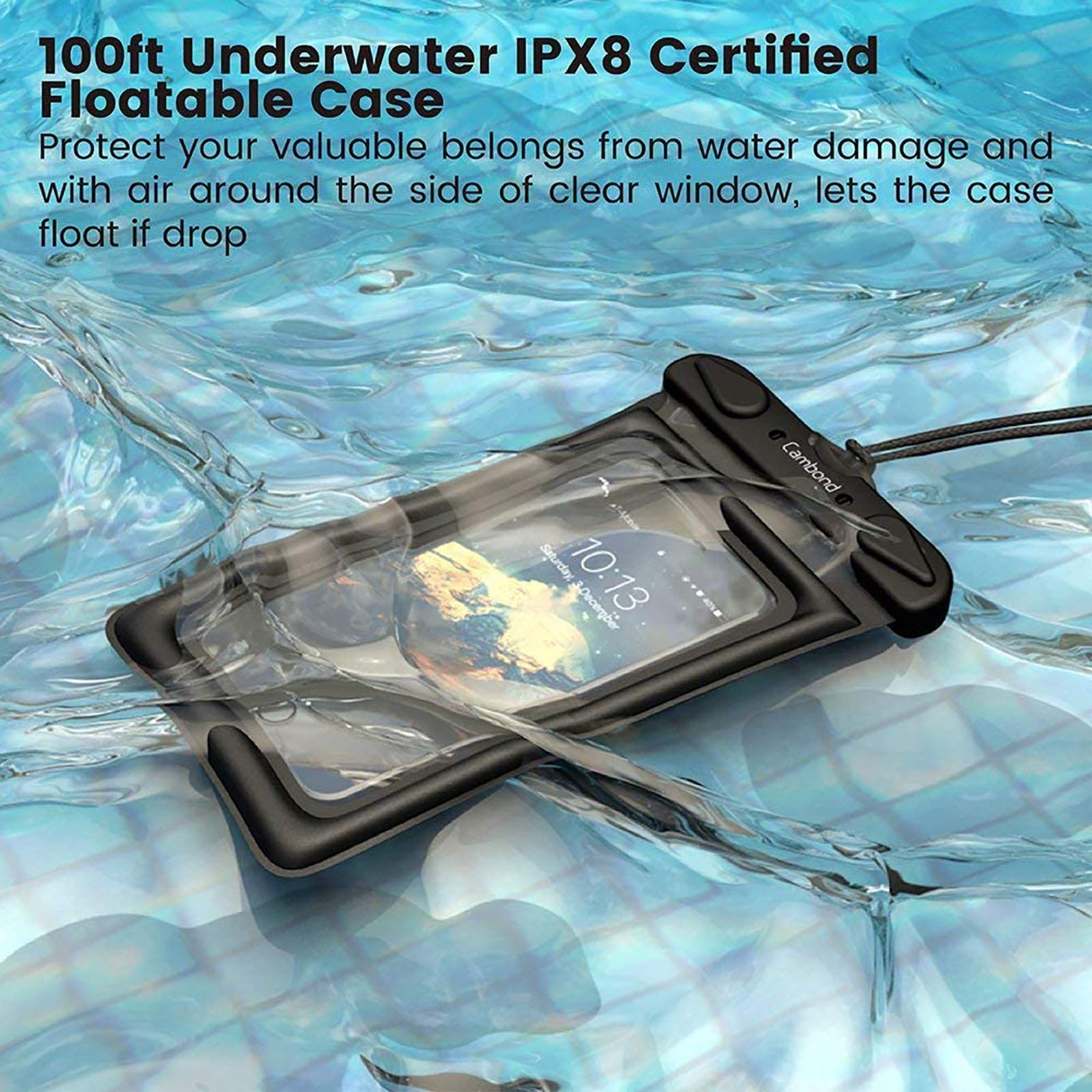 Cambond Waterproof Phone Pouch Compatible with iPhone, 3 Pack Waterproof Phone Case, Water Proof Cell Phone Pouch Dry Bag for iPhone 13, 13 Mini, 13 Pro Max, 12, 11, XS, XR, X, Galaxy