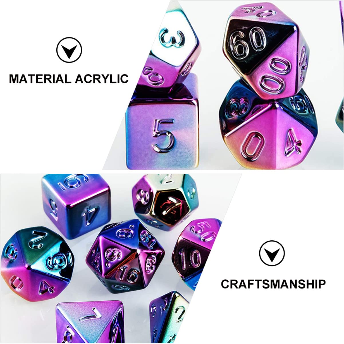 Desktop Toys 7pcs Polyhedral Dice polyhedral dice RPG dice Math dice Set Tabletop Roleplaying Educational Dice