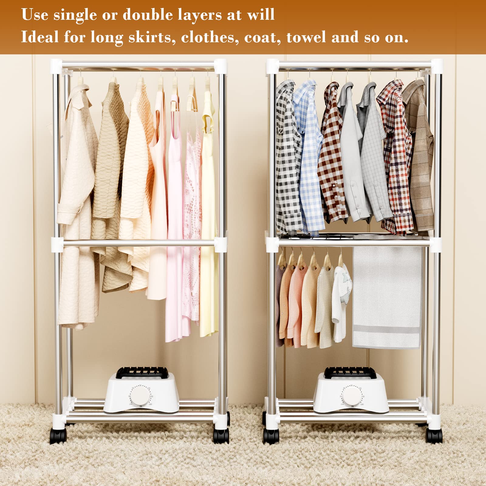Clothes Dryer, Portable Drying Machine with Timer, 60inch Laundry Drying Wardrobe with Large Capacity, Electric Dryer/Rack for Home | Appartments (Blue SF1)