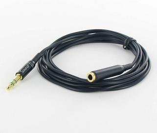 Sound Squared brand, S2-EXT10 10 foot long earphone extension cord, 3.5mm male and female connectors, black