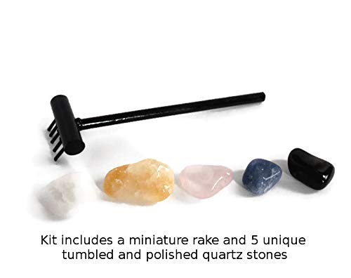 Quartz Gemstone Handmade Mini Zen Garden Healing Crystals Set - Zen Decor for Office or Home Relaxation and Stress Reduction Gifts Quartz Stone Desk Accessories