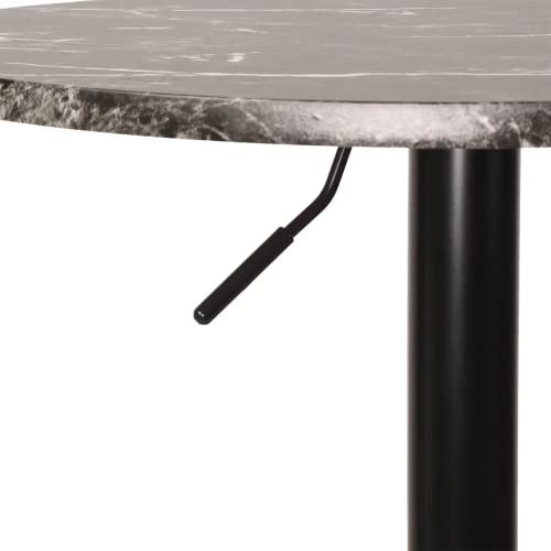 MoNiBloom Round High Top Table Height-Adjustable Bar Table with Black Marble Texture Top and Black Base, Modern Style, Suitable for Home Kitchen Balcony