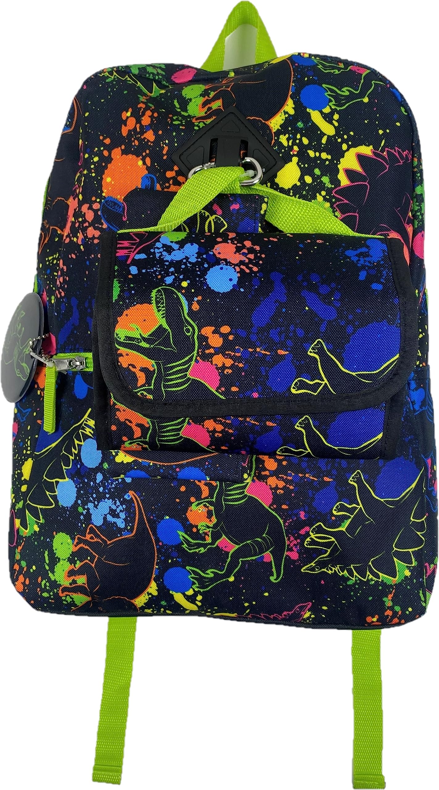 Cudlie 5-Pc Boys Backpack Set w/Lunch Bag, Pencil Case, Keychain & Carabiner - Durable Bookbag/Travel/School Backpack for Kids - Splatter Dino/Black