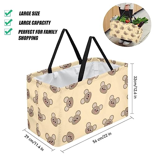 Funny Animal Print Large Capacity Laundry Organizer Tote Bag - Reusable and Foldable Oxford Cloth Shopping Bags