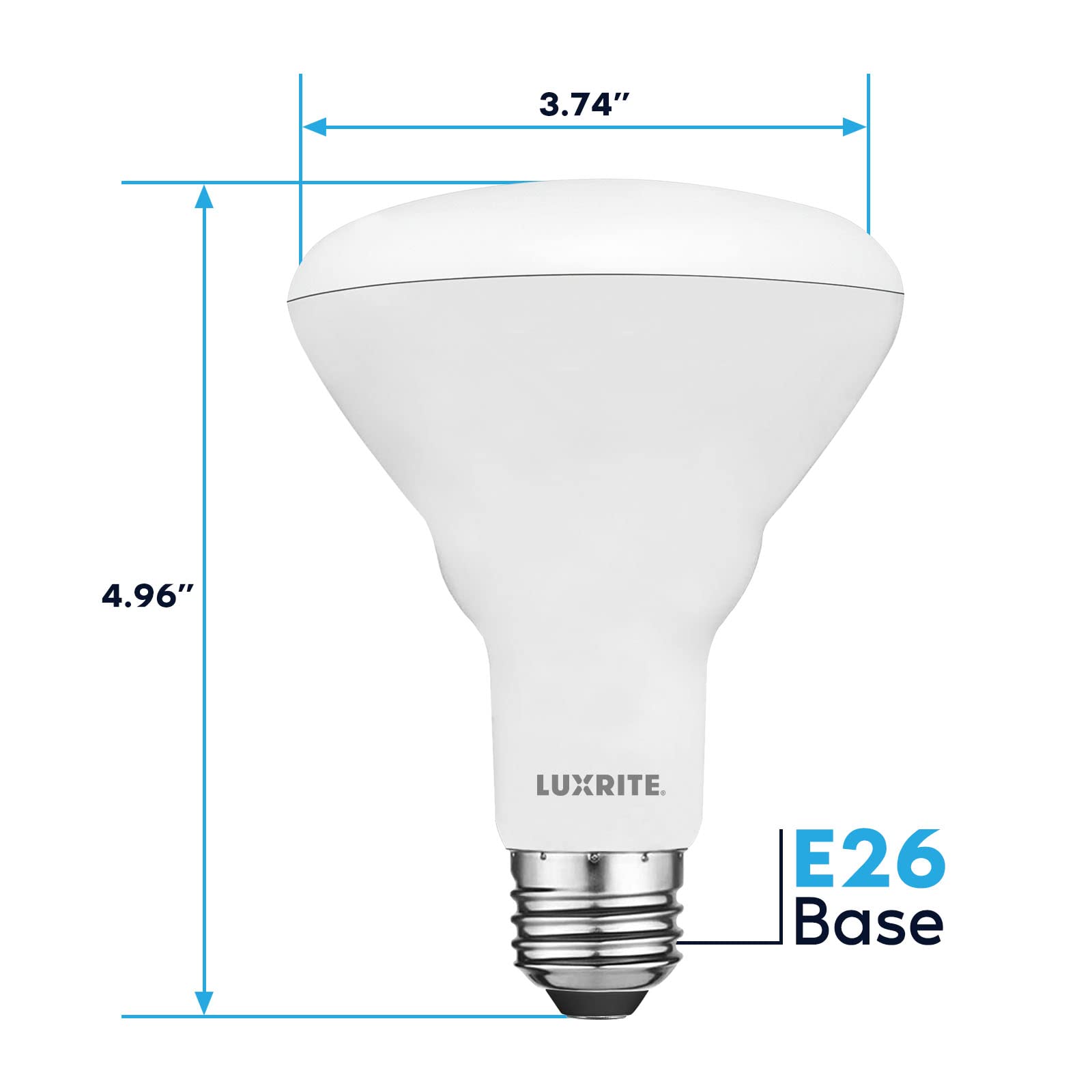 LUXRITE 4-Pack BR30 LED Bulb, 65W Equivalent, 6500K Daylight, Dimmable, 650 Lumens, LED Flood Light Bulbs, 8.5W, Energy Star, E26 Medium Base, Damp Rated, Indoor/Outdoor - Living Room and Kitchen