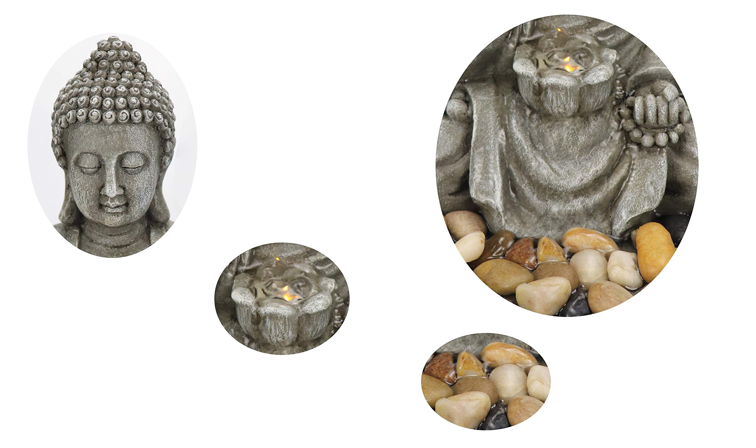 Warm Garden Buddha Fountain Tabletop Water Fountain-Sitting Buddha Tabletop Water Fountain Zen Fountain