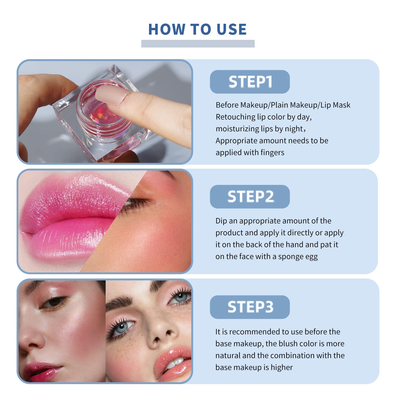 Easilydays 2 in 1 Lip and Cheek Stain, Cheek and Lips, Shining Chameleon Multi Blam, Cheek Lip Liquid Blush Dual-use Llip Stain, Moisturizing Lip Mask, Long-lasting Natural Color Change Lip Tint, 0.2Oz (#01 Transparent)