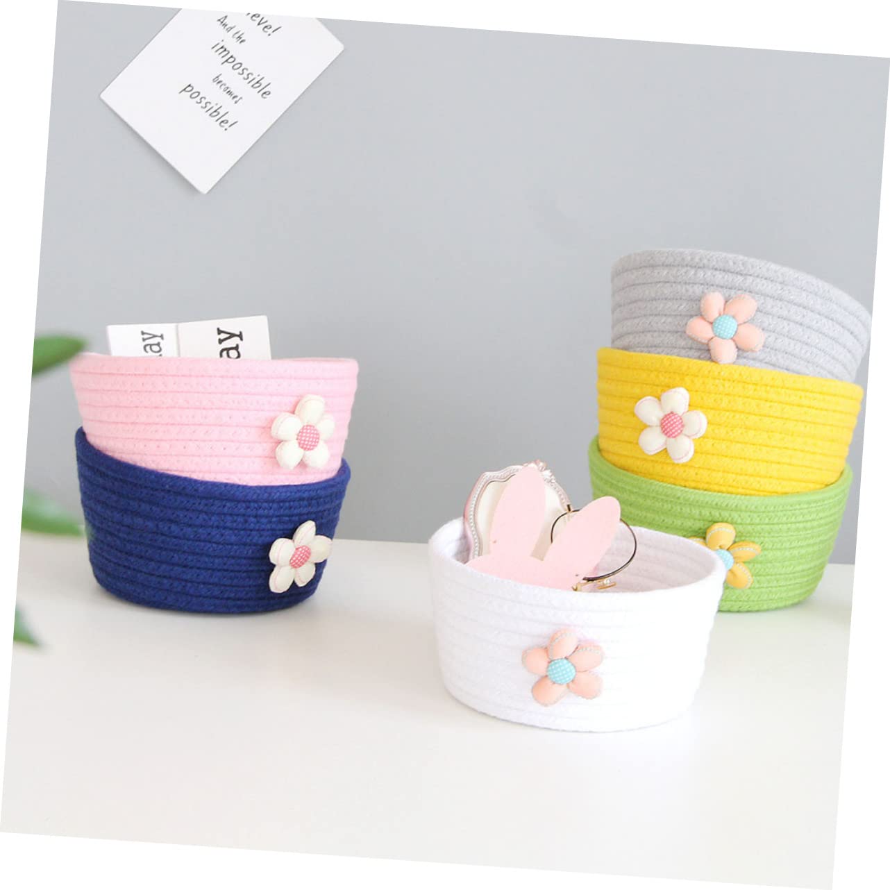 Cabilock Storage Box Storage Trays Baskets Woven Hamper Storage Bin Baskets Storage Bin for Toys Storage Baskets Cotton Rope Basket Sundries To Weave Woven Basket Cotton