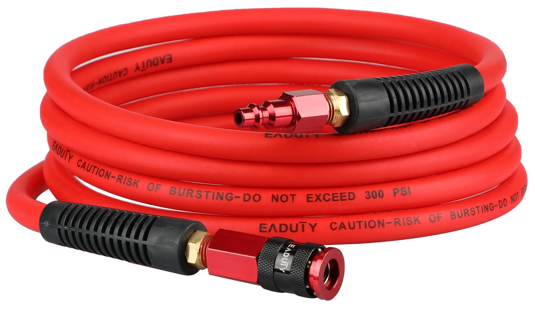 EADUTY Hybrid Air Hose 3/8 In. x 25 ft, Lightweight, Flexible, Durable Air Compressor Hose with Aluminum Universal Quick Coupler and Industrial Plug, Red
