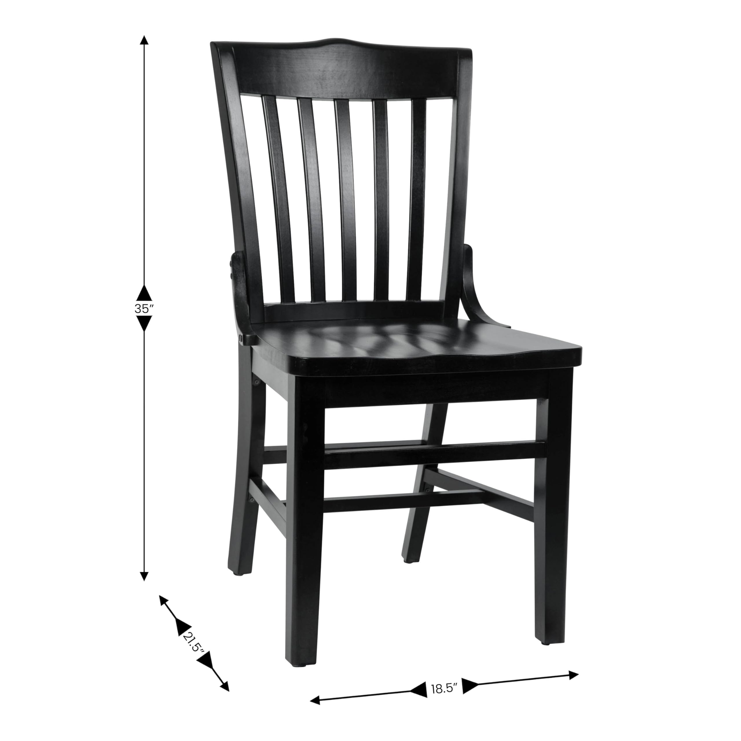 Flash Furniture Hercules School House Back Metal Restaurant Chair - Black Wood Seat - Black Frame