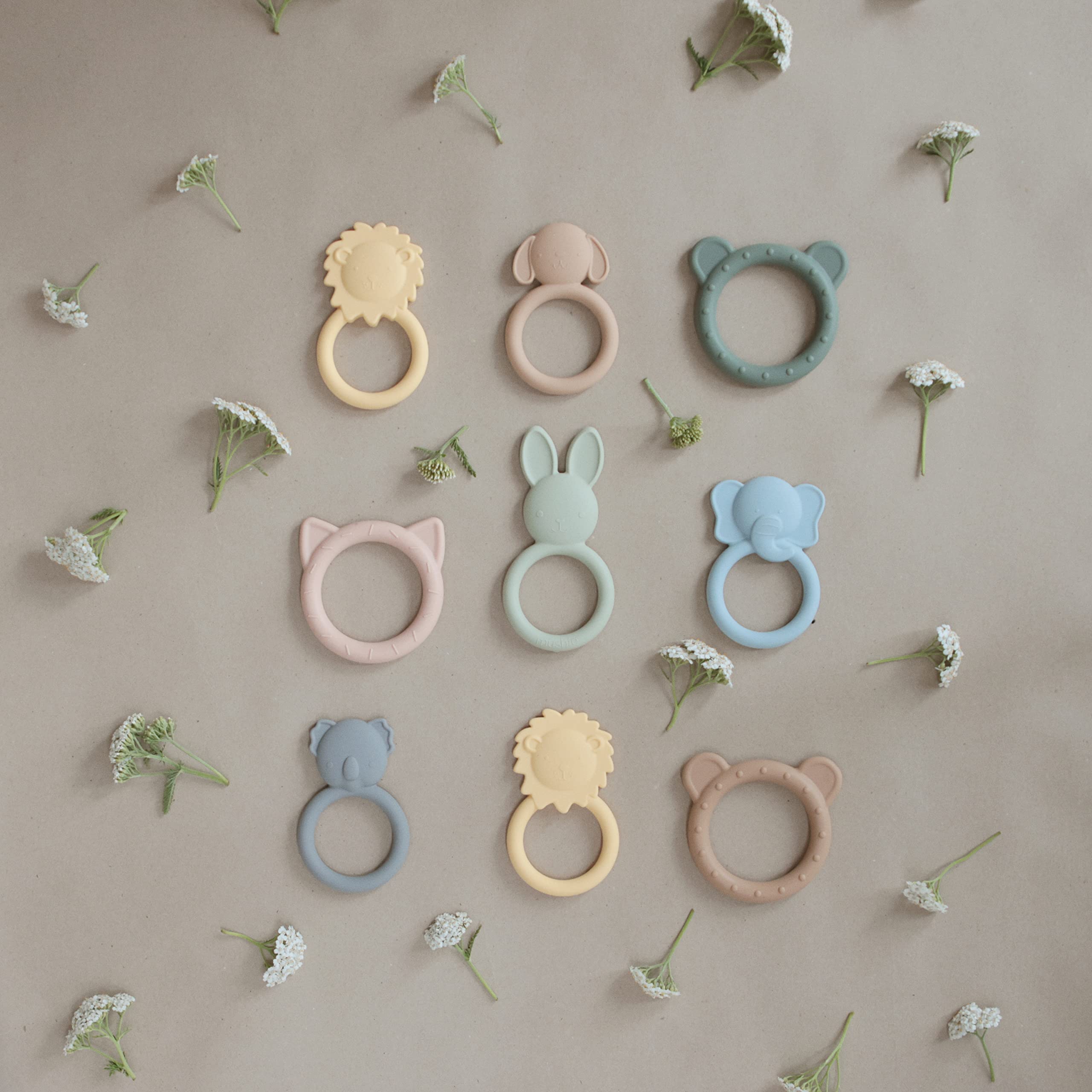 mushie Silicone Baby Teether Toy | Cat (Blush)
