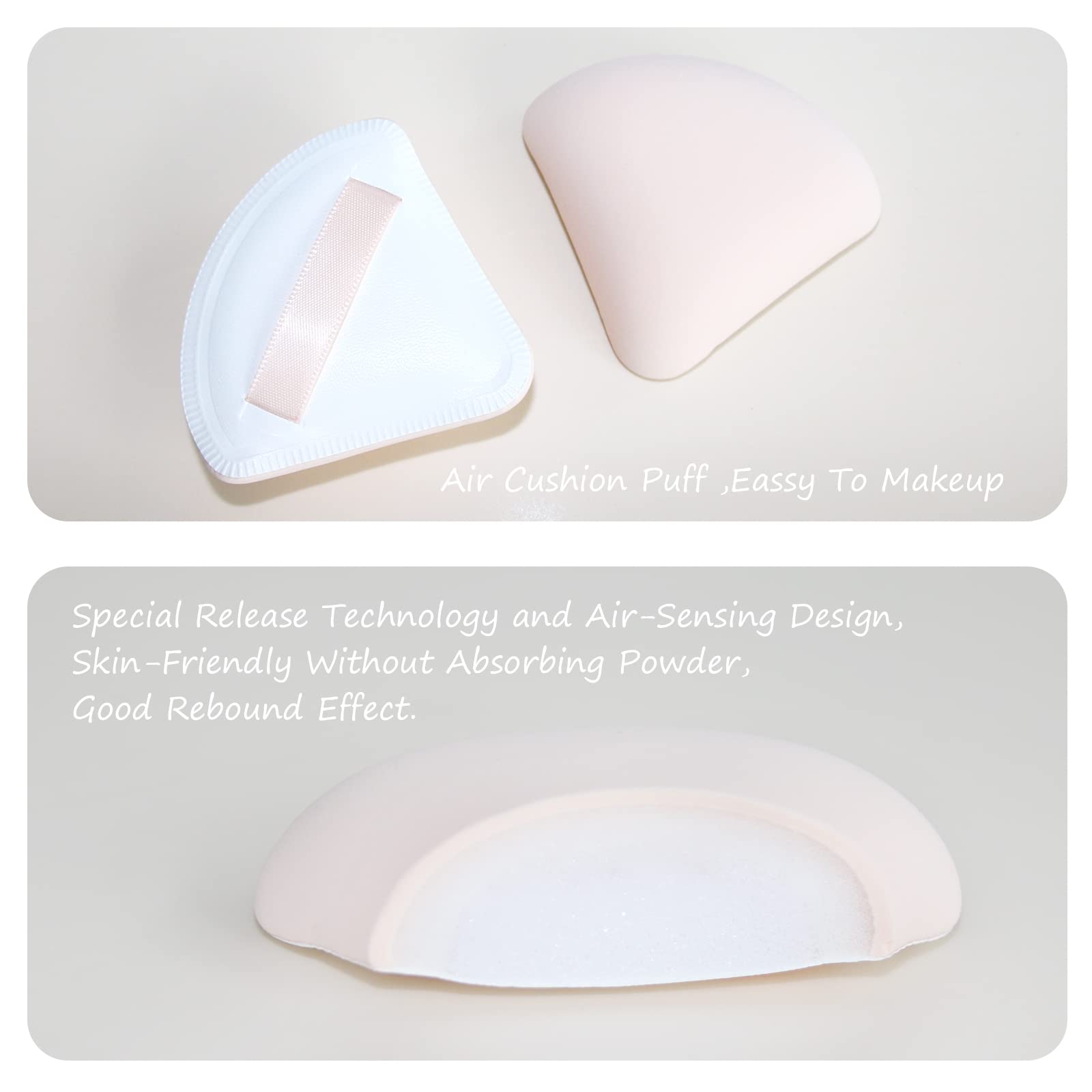 Daubigny Powder Puff Face Triangle Soft Makeup Puff for Loose Powder Soft Body Cosmetic Foundation Sponge Mineral Powder Wet Dry Makeup Tool with Strap