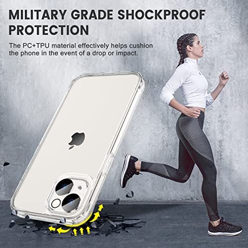 Maxdara [3 in 1 for iPhone 14 Clear Case, iPhone 14 Case with Tempered Glass Screen Protector and Camera Lens Protector Drop Protection Case for iPhone 14 6.1 Inch(Clear+Clear)