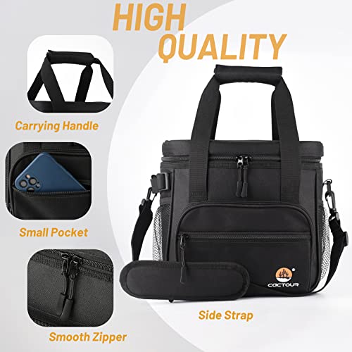 CaCTOUR Large Lunch Bag for Men - Insulated Mens Lunchbox for Work Office Picnic 24-Can (15L) Collapsible & Leakproof Cooler Bag with Adjustable Shoulder Strap for Adults (Black)