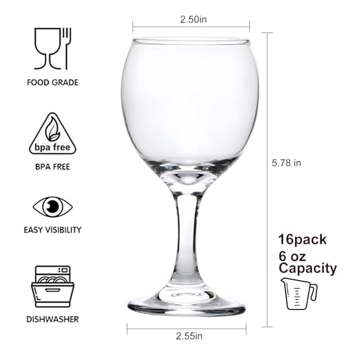 Cadamada Wine Glasses,6oz White Wine Goblets,for Red or White Wine, High-end Banquets, Parties, Bars, Weddings, Gifts (16 pcs)