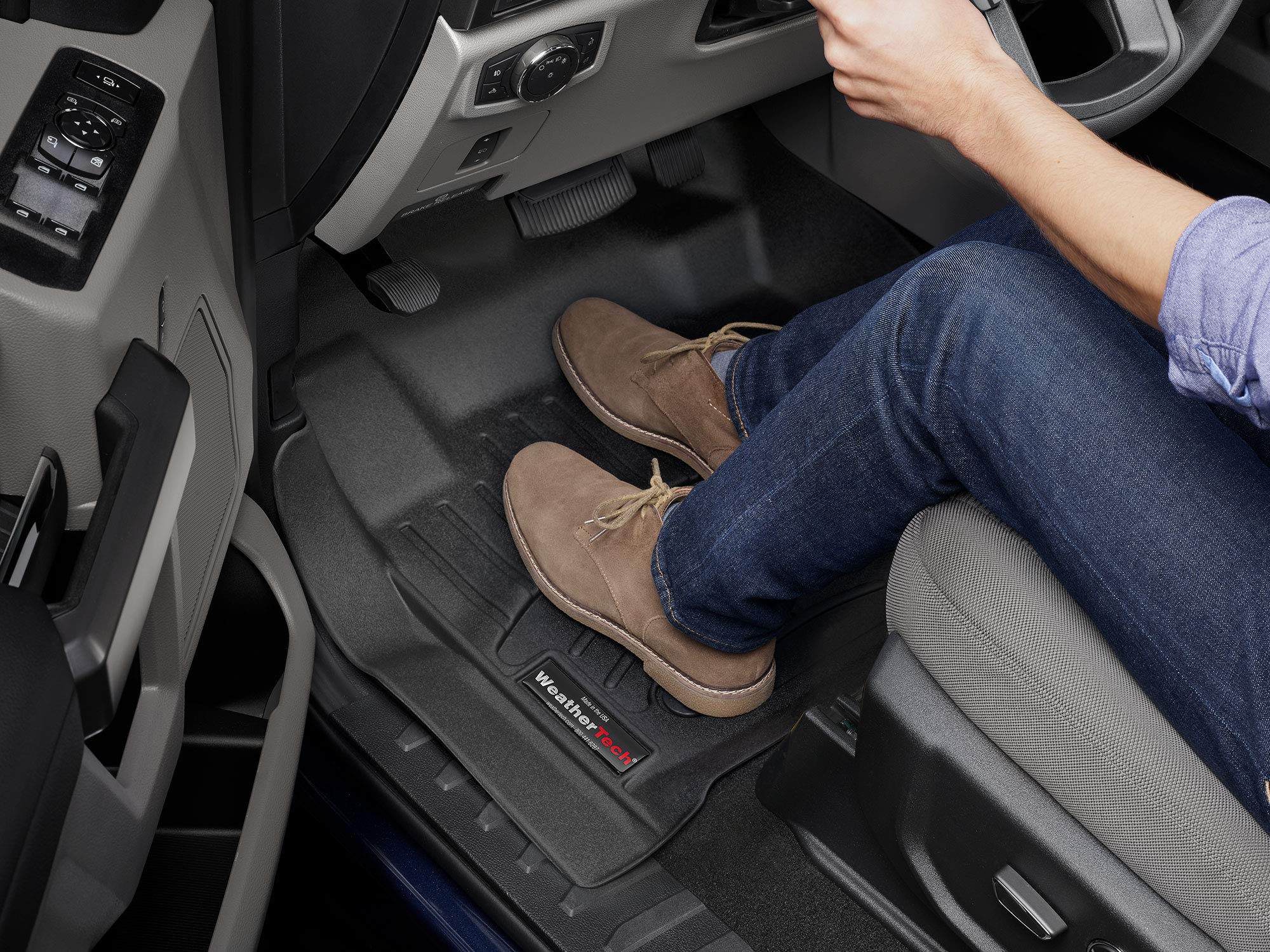 WeatherTech Custom Fit FloorLiners for Escalade ESV, Suburban, Tahoe, Yukon XL, Escalade-V - 2nd Row (4416322), Black
