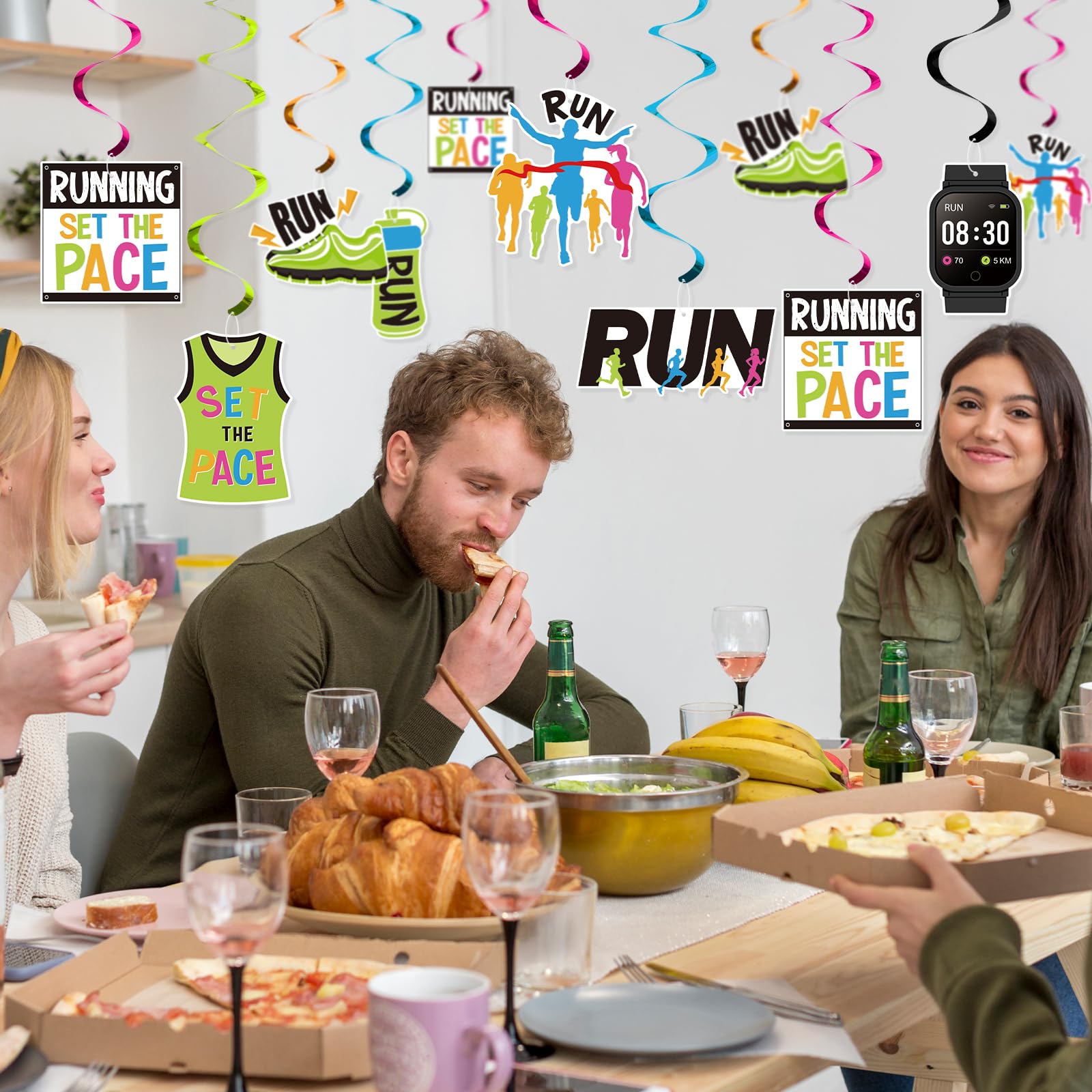 FOZEE Runner Marathon Hanging Swirls, Running Celling Decoration, Marathon Party Hanging Decor, Running Themed Birthday Party Decoartions, 14PCS