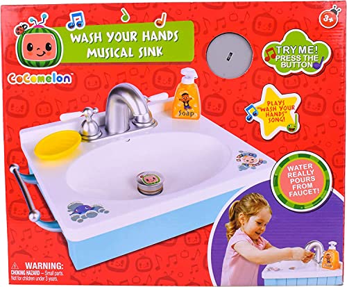Sunny Days Entertainment CoComelon Wash Your Hands Musical Sink – Toy Sink for Toddlers with Running Water and Music