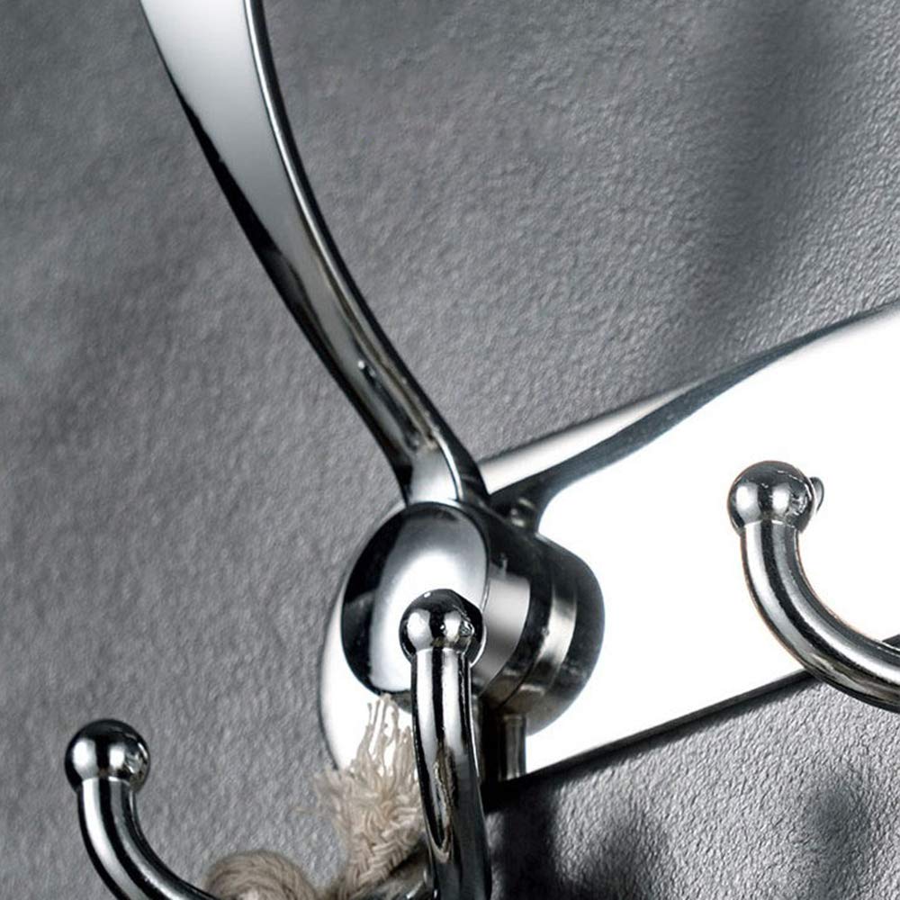 JOSHNESE Wall Mount Coat Hooks,5 Tri Hooks Heavy Duty Stainless Steel Hook Rail for Coat Hat Towel Robes Mudroom Bathroom Entryway(2 Pack,Silver