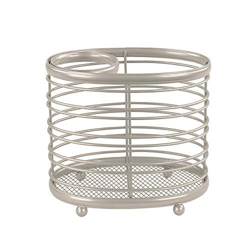 Spectrum Ashley Hair & Accessory Holder (Satin Nickel Powder Coat) - Bathroom & Under Sink Organizer for Hair Dryer, Beauty Tools, Accessories, & Home Essentials
