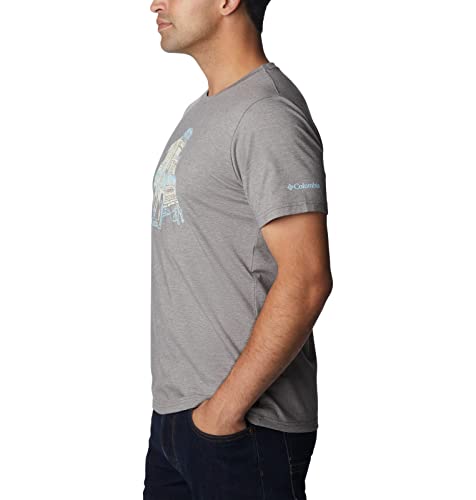 Columbia Men's Sun Trek Short Sleeve Graphic Tee, City Grey Heather/H2O Fanatic 2, X-Large