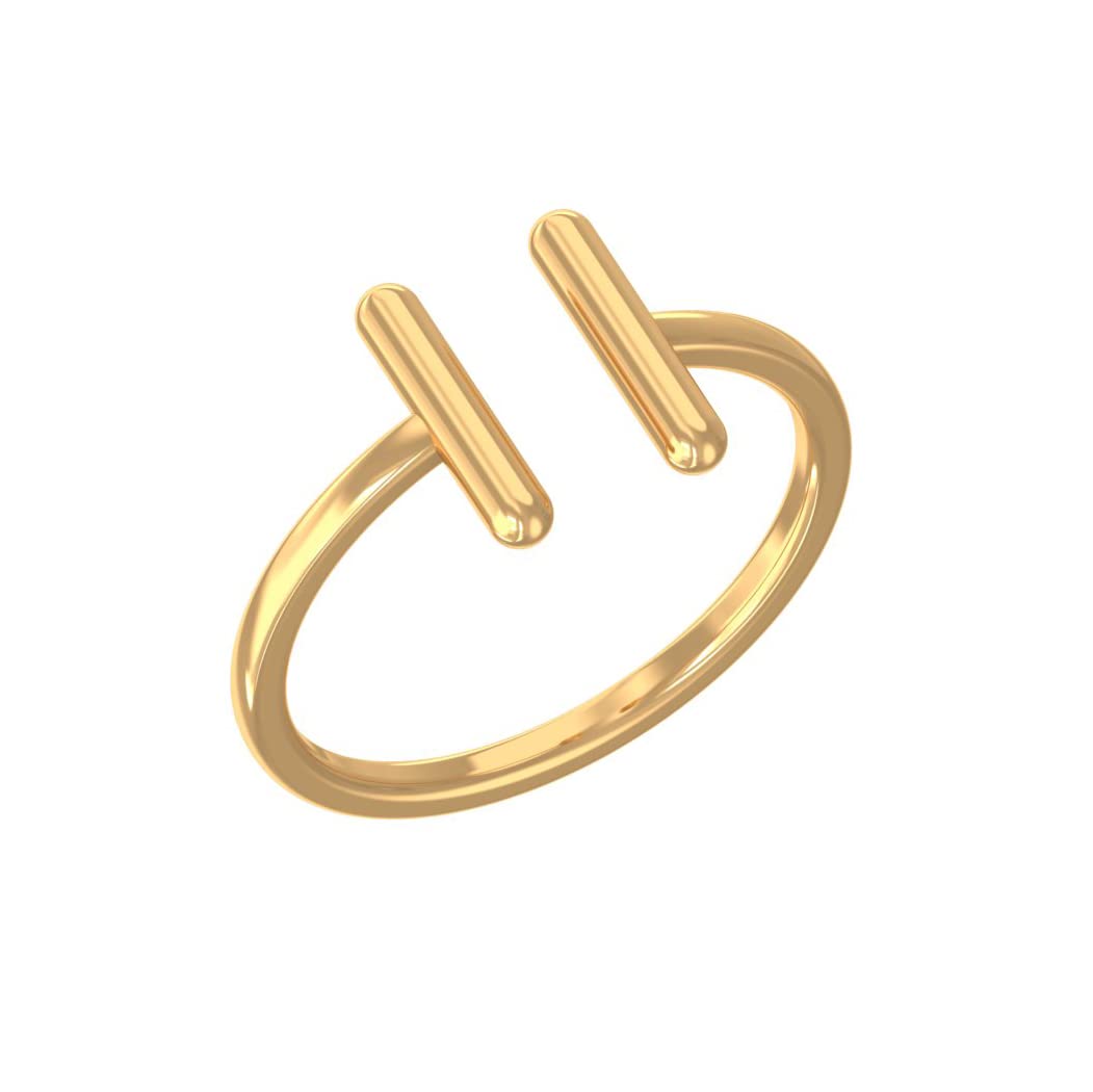 DHRUVANSH CREATIONS Open Bar Ring, Parallel Bar Ring, Double Bar Ring, Gold Bar Ring, Modern Ring, Open Ring, Modern Minimalist Ring, Line Ring, Double Bar, Double Ring (6.5, Gold)
