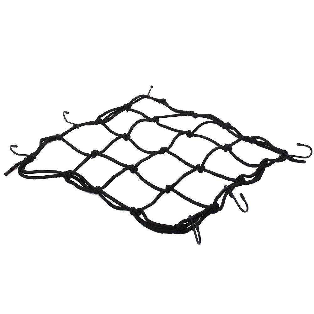 Cargo Net, 30x30cm Motorcycle 6 Adjustable Plastic Hook Hold Down Cargo Web Bungee Cord Packing Mesh Net Gear Luggage Netting with Small Mesh(Black)