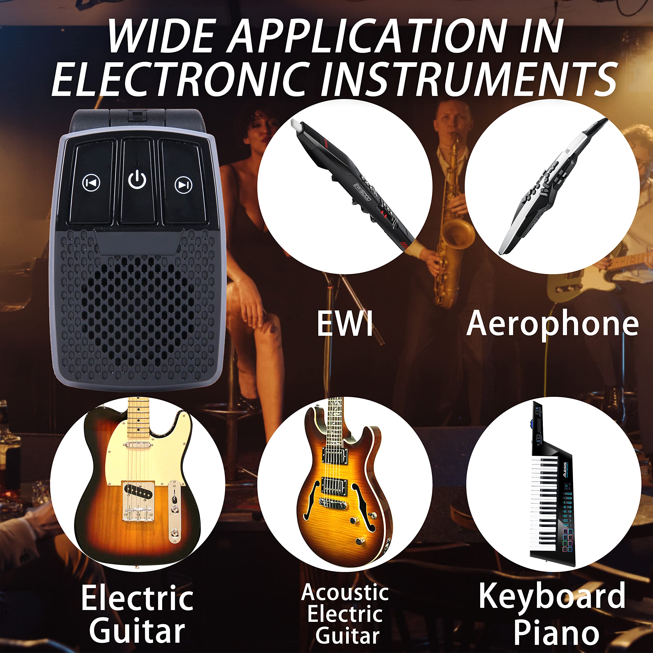 Cootime Portable Musical Instrument Speaker, Mini Amplifier with 6.35mm 3.5mm Plug Aux Audio Input, Accompaniment Speaker for EWI, Aerophone, Electric Guitar Bass, Keyboard Piano