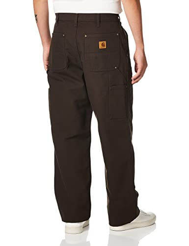 Carhartt Men's Loose Fit Washed Duck Double-Front Utility Work Pant, Dark Brown, 42W x 32L