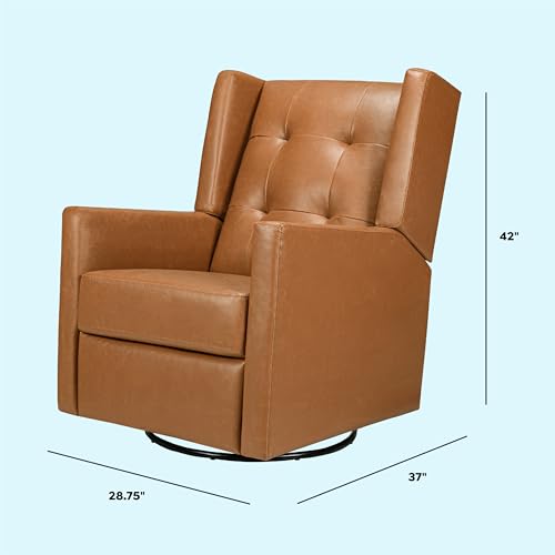 DaVinci Maddox Recliner and Swivel Glider in Vegan Tan Leather, Greenguard Gold & CertiPUR-US Certified