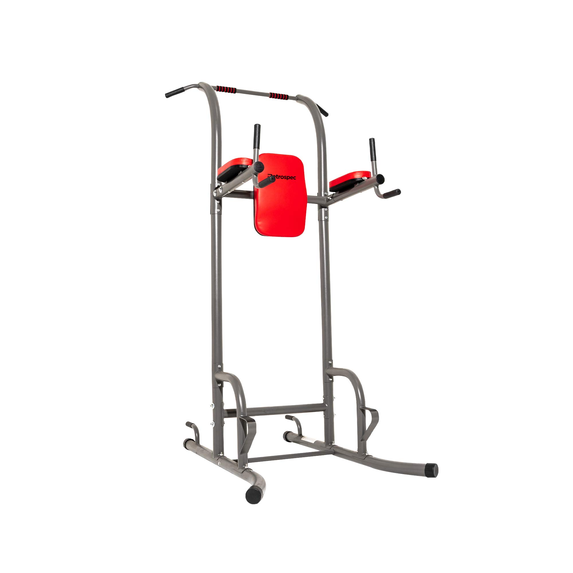 Retrospec Power Tower for Functional Fitness Home Gym Strength Trainer; Red Pads, (Model: 3431)