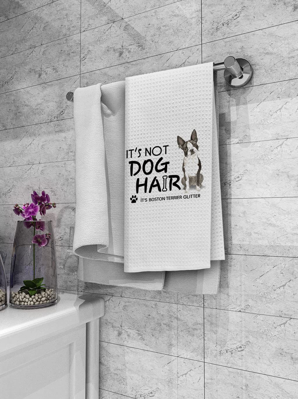 Dibor It’s Not Dog Hair It’s Boston Terrier Glitter Kitchen Towels Dish Towels Dishcloth,Funny Dog Decorative Absorbent Drying Cloth Hand Towels Tea Towels for Bathroom Kitchen,Dog Lovers Gifts