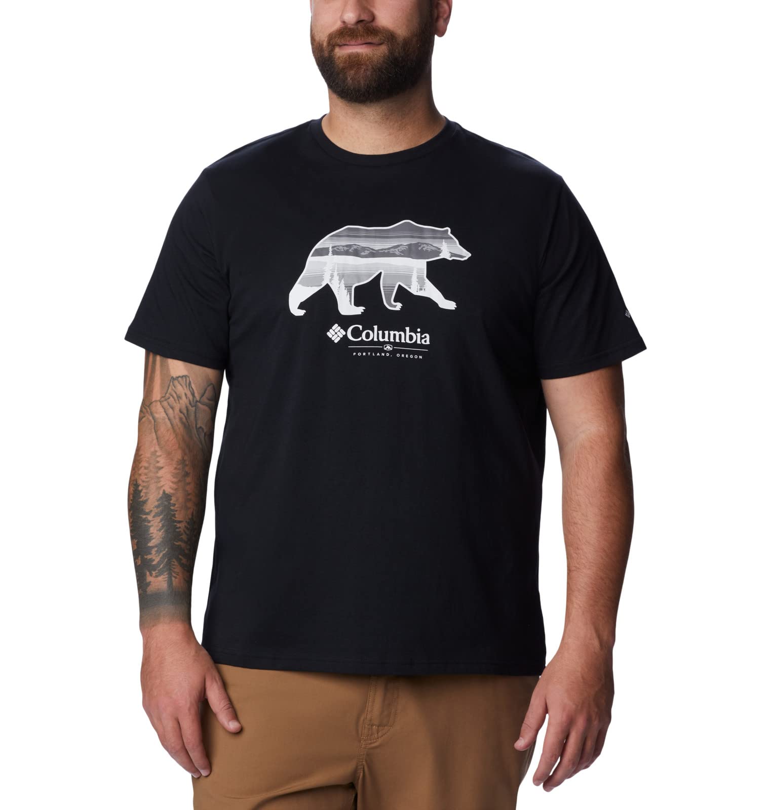 Columbia Men's Rockaway River Outdoor Short Sleeve, Black/Scenic Stroll Graphic, Large