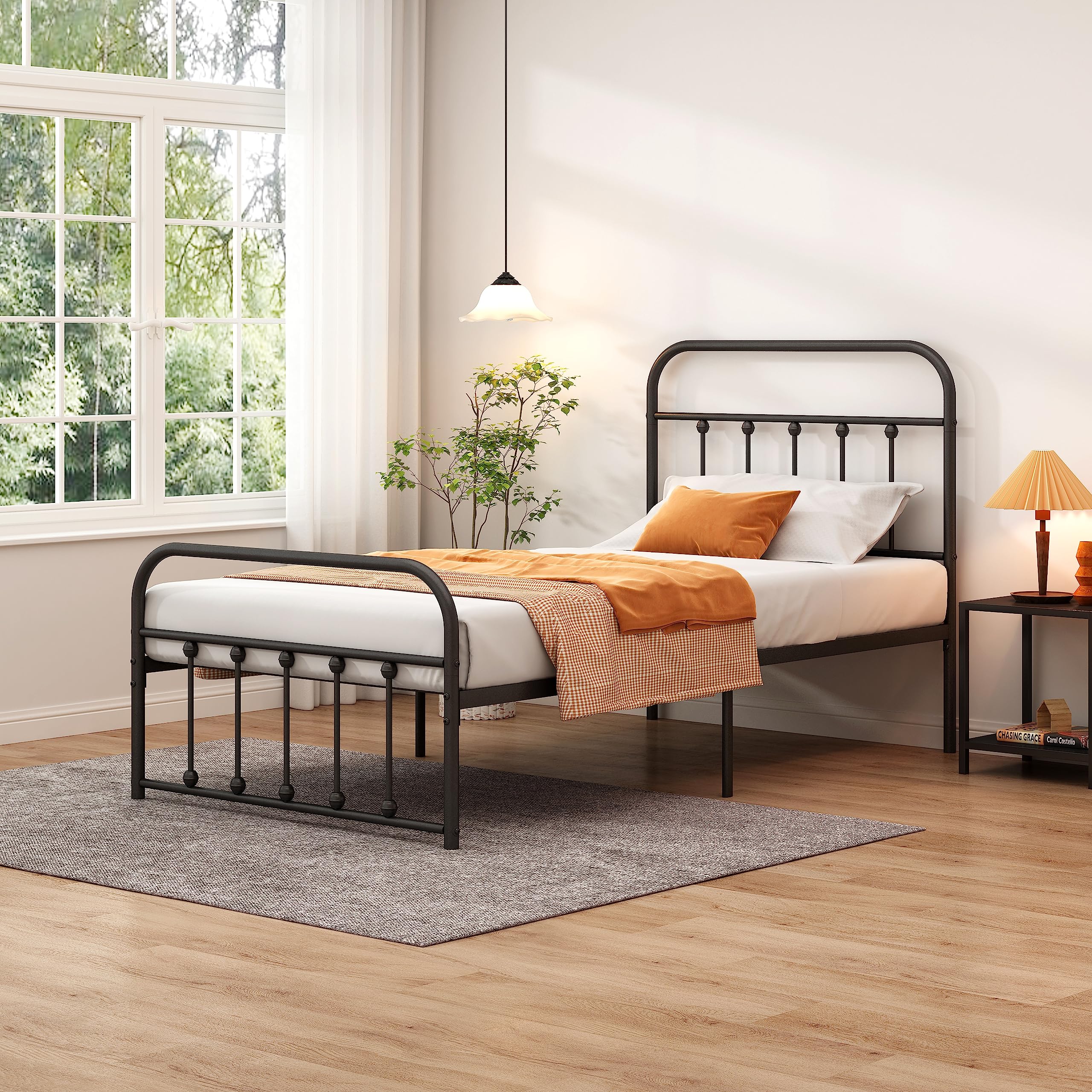 Closadin Classic Metal platform bed Frame with Heaboard and Footboard,Strong Metal Slats Support,No Box Spring Needed,Easy Assembly,Full Size,Black