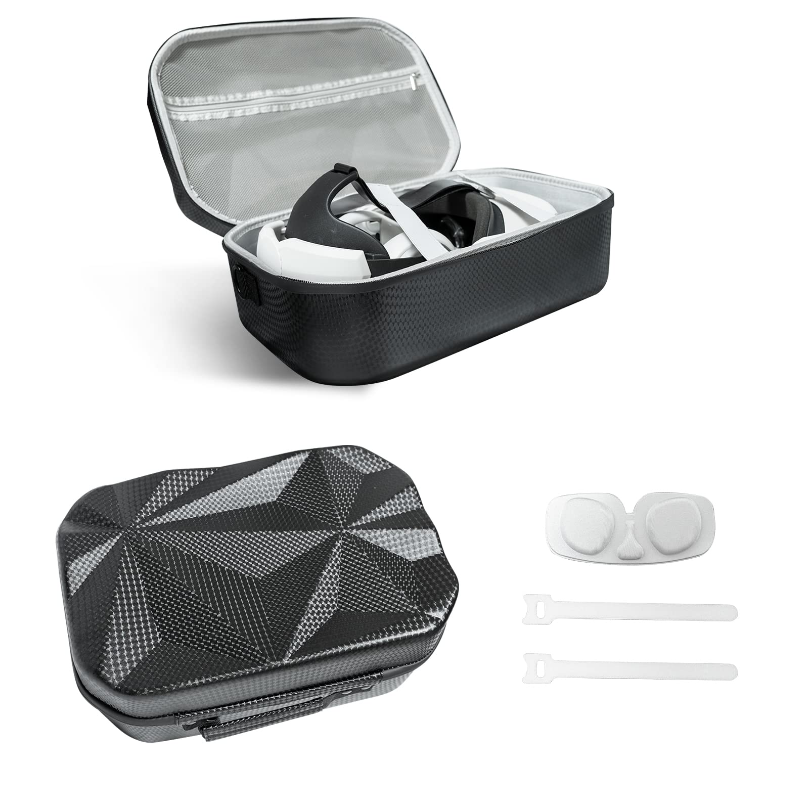 CNBEYOUNG Large Space Hard Carrying Case Compatible with Quest 2 VR Gaming Headset with Elite Strap&All 3rd-Party Head Straps Touch Controllers with Covers and Other Quest 2 Accessories