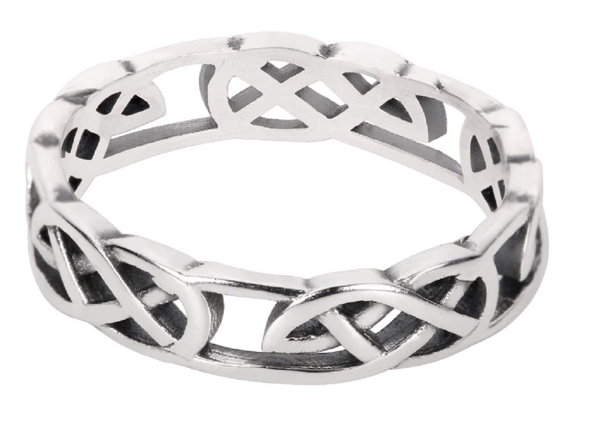 CloseoutWarehouse 925 Sterling Silver Celtic Wicca Pagan Eternity Ring (Sizes 2-15) (Silver, 8)