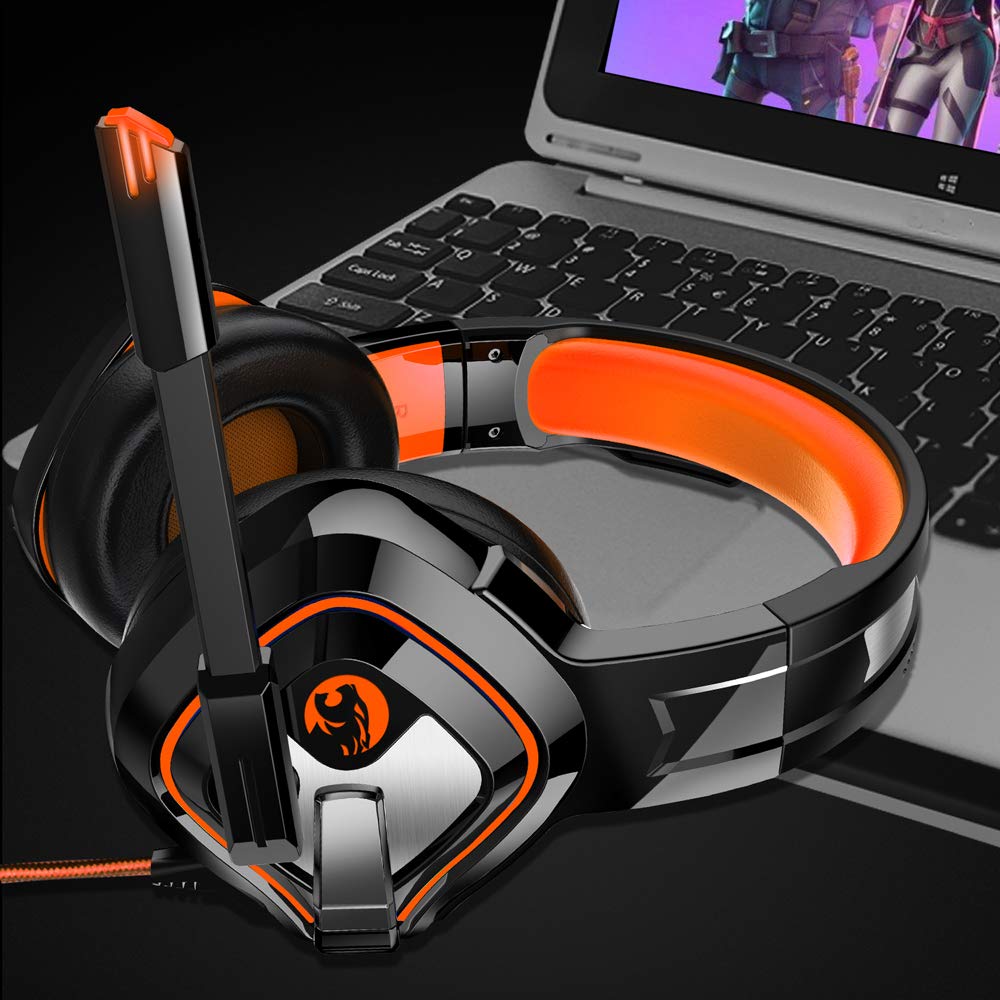 STOGA Professional Gaming Headset with 50MM Comfy Earmuffs, Over Ear Headphones with Noise Canceling Microphone & LED Light, Compatible with PS4, Xbox One, Switch, PC, PS3, Mac, Laptop