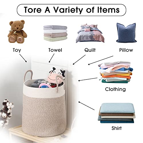 Large Woven Storage Basket, Woven Baby Laundry Basket, Woven Cotton Storage Basket for Closet Rack, Blanket Basket, Toy Basket, Quilt Pad Laundry Basket