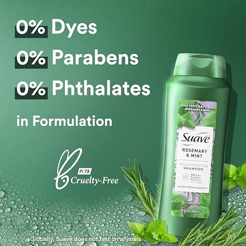Suave Professionals Invigorating Shampoo for Dry and Damaged Hair Rosemary and Mint Paraben free and Dye free Hair 28 fl oz