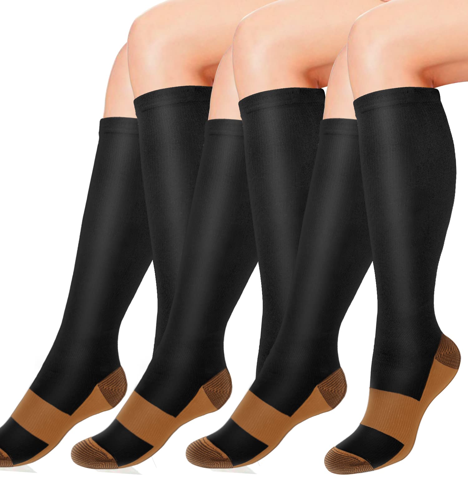 Copper Compression Socks for Women & Men Open Toe 15-20mmHg is Best Support for Circulation Recovery and All Day Wear