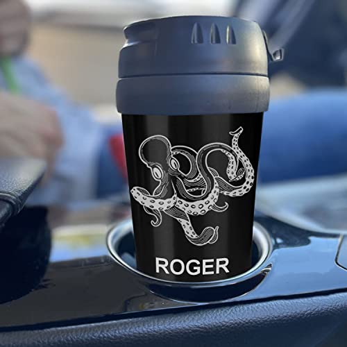 LaserGram 16oz Coffee Travel Mug, Butterflies, Personalized Engraving Included (Black)