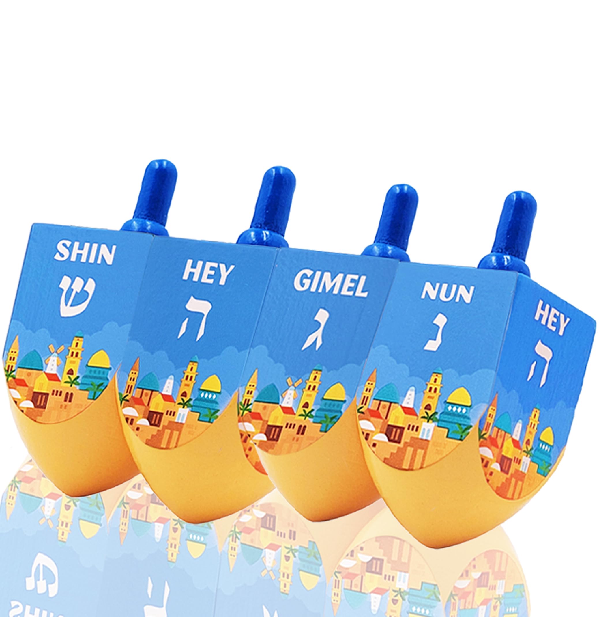 The Dreidel Company Extra Large Jerusalem Wood Dreidels, Let's Play Dreidel The Hanukkah Game, Instructions Included (2-Pack)