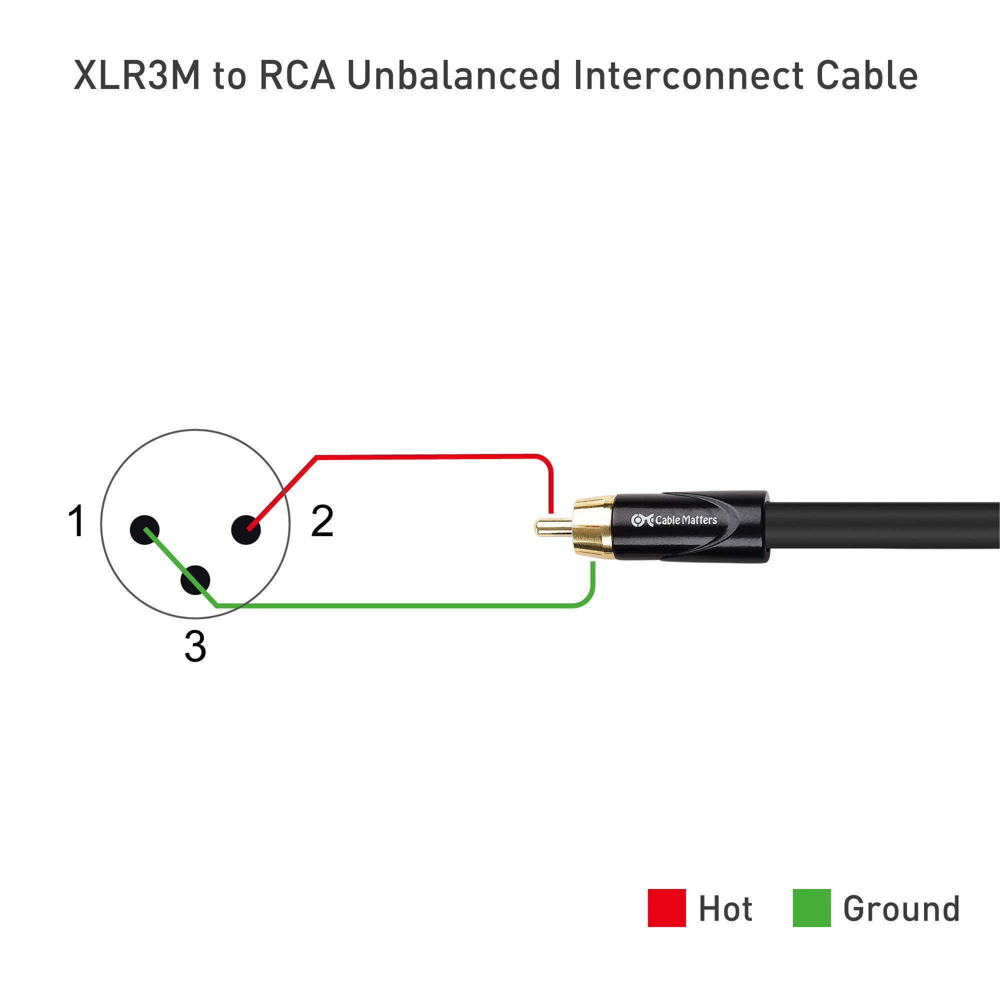 Cable Matters Unbalanced XLR to RCA Cable/Male to Male XLR RCA Audio Cable - 6 Feet