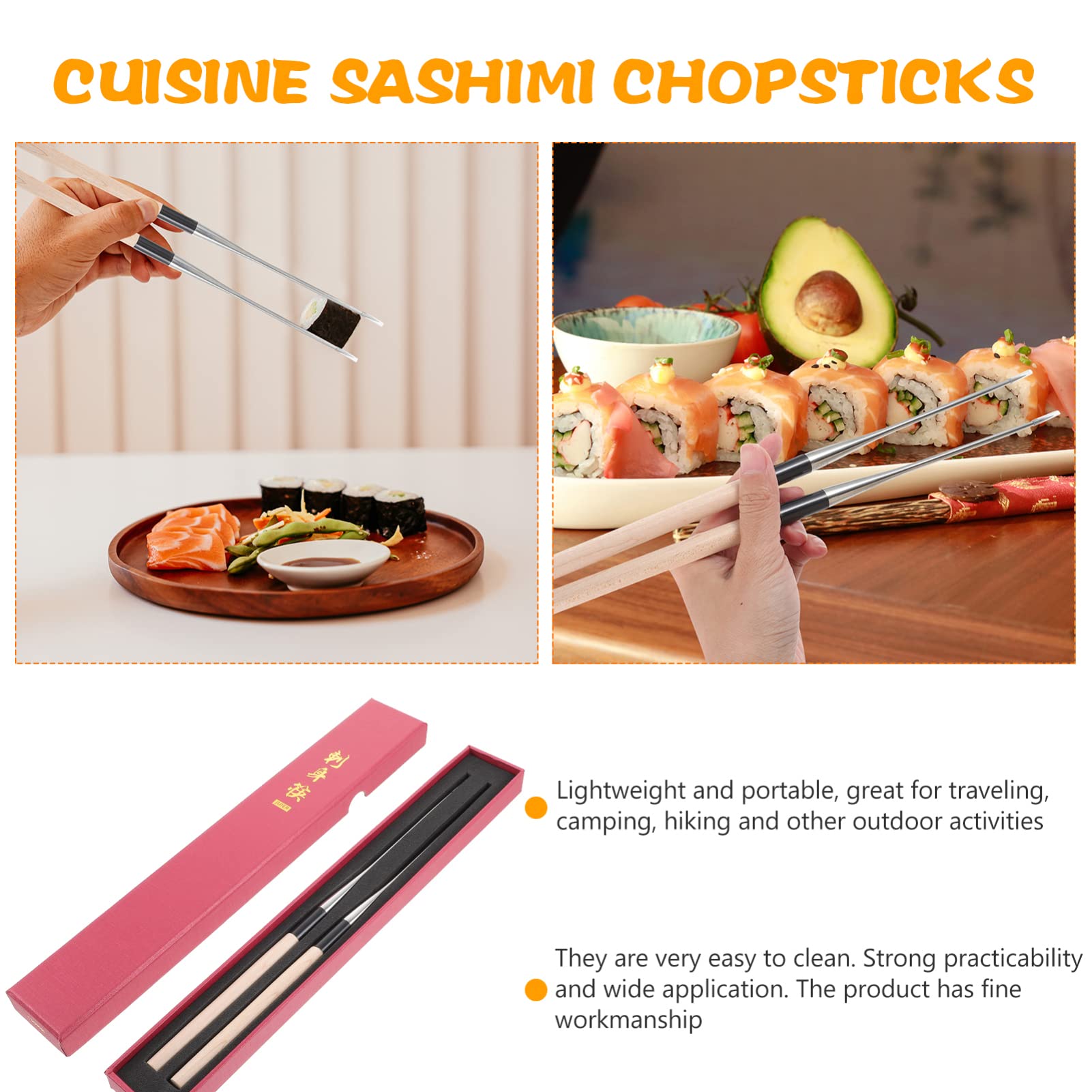 DOITOOL 2pcs Sushi Chopstick Sashimi Chopsticks Point Head Japanese Chopsticks Japanese Sushi Chef Tableware for Home Kitchen Restaurant 150mm