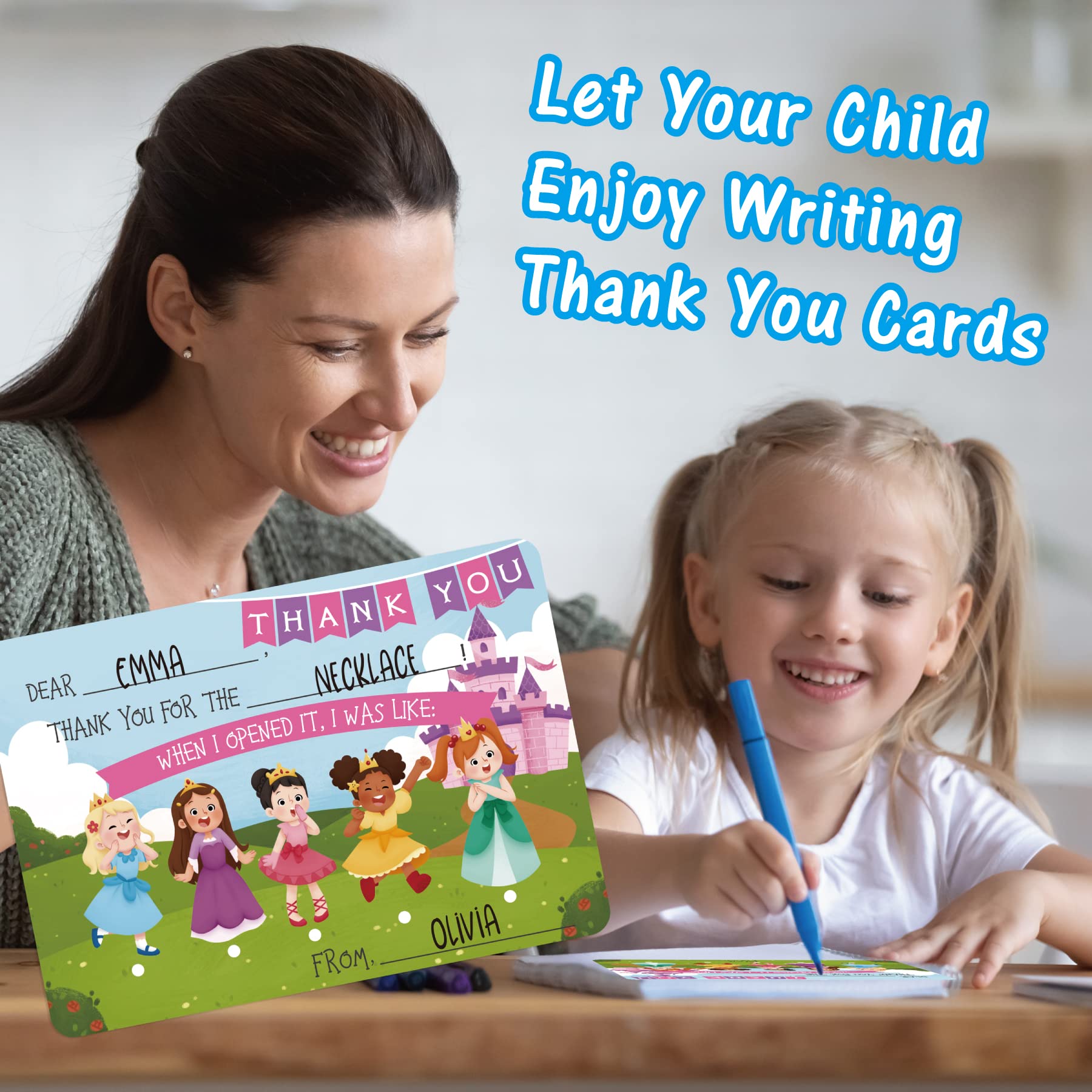 Gooji Colorful Princess Thank-You Cards, 4.25x6, 25 Cards, Customizable
