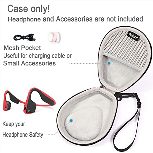 RAIACE Hard Storage Case Compatible with AfterShokz Aeropex/Trekz Air/Titanium Mini Bone Conduction Headphones, Travel Carrying Bag. (Case Only, Not Include The Headphones) - Black(Gray Lining)