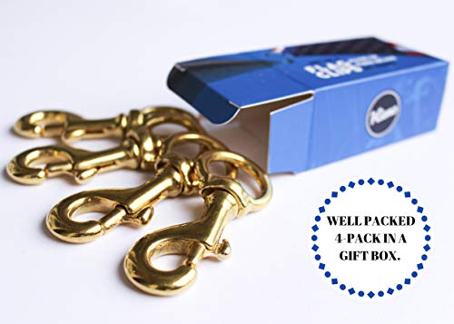 Flag Clips for Rope 4-Pack - Durable 3.2β Bronze Brass Snap Clip with Swivel Eyelet - Best for Flag Poles with Halyard Rope - 4 PCS Flag Pole Clips by Hieno Supplies