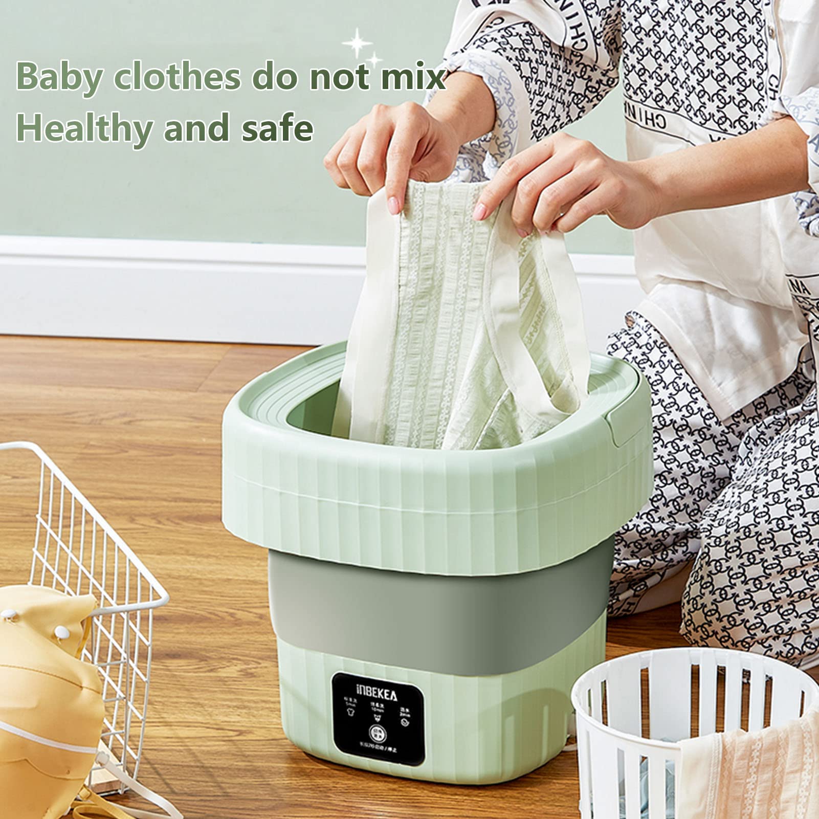 Portable Washing Machine, Mini Foldable Washer and Spin Dryer Small Foldable Bucket Washer, Suitable for Apartment Dorm,Travelling，Best Gift Choice (PINK-2)