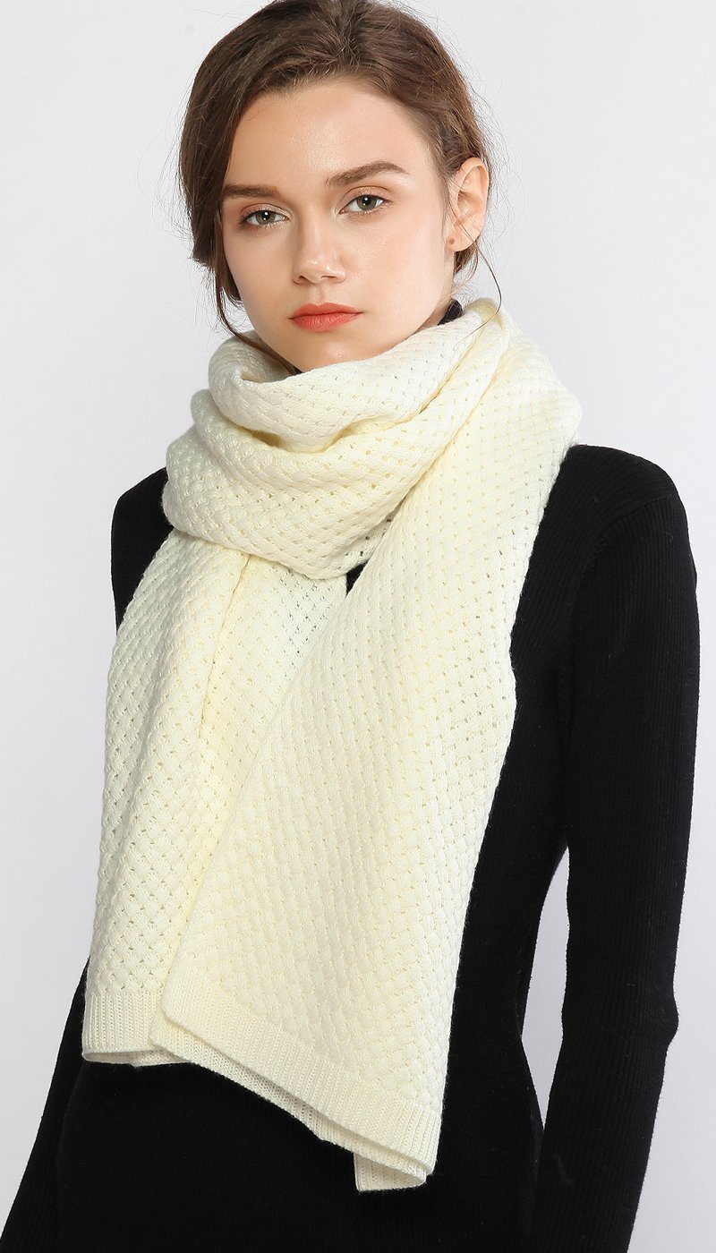 RIIQIICHY Winter Scarfs for Women Cold Weather Chunky Knit Scarf Warm Thick Ivory Scarf Long Large Oversized Scarves