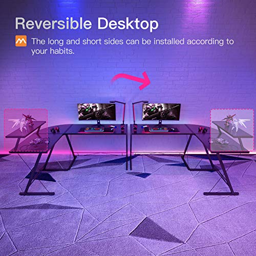 Coleshome 61" Super Large L Shaped Desk Gaming Desk, L Desk Computer Corner Desk with Round Corner with Removable Shelf for Gaming Desk Home Office Writing Workstation